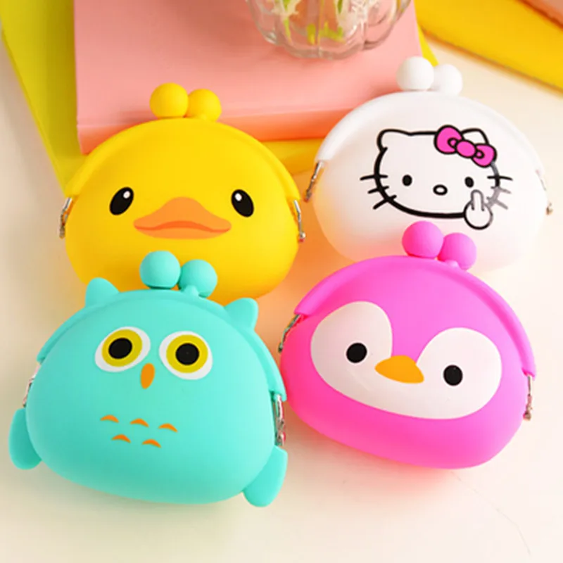 Korean Candy Colored Girls Coin Bag Cute Cartoon Silicone Mini Coin ...