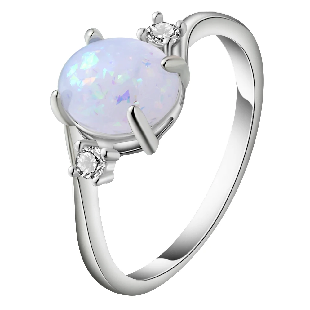 Simple Opal Ring For Women White Gold Filled New Fashion Claw Bead ...