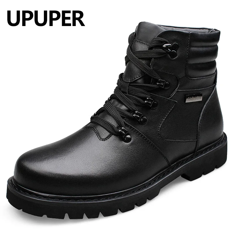 Big Size 37 48 Men Leather Boots Winter Warm Men Working Boots 100% ...