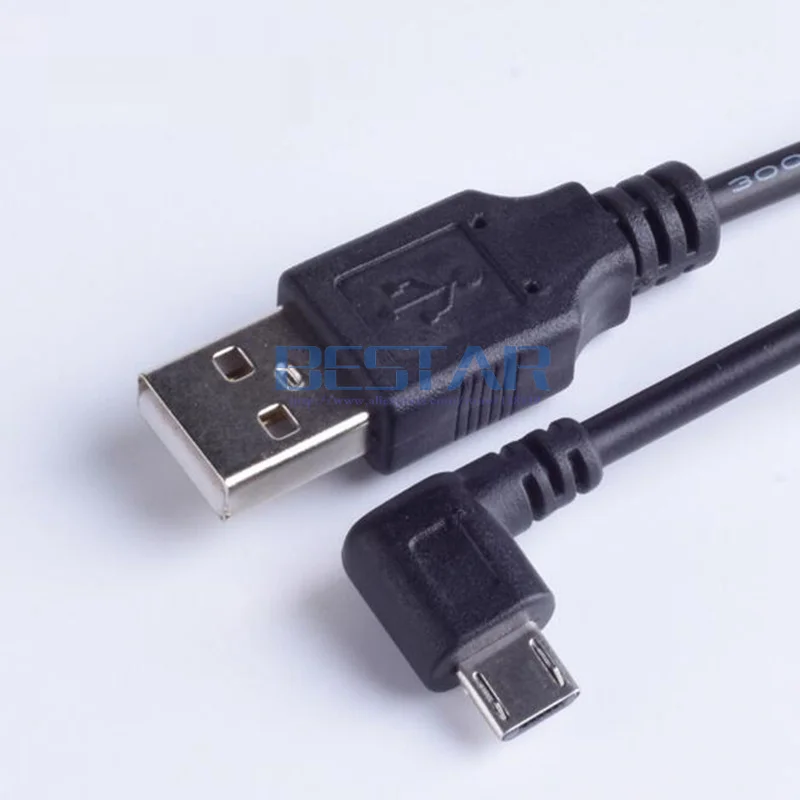 Black DC power plug USB convert to Micro USB L Shape Black Left Angle ...