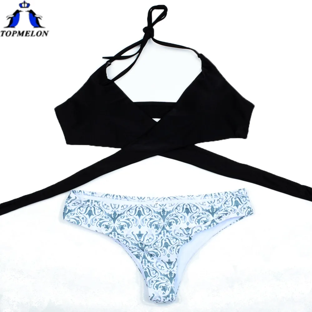 Bikinis Push Up Swimwear Swimsuit Women Striped Halter Bathing Suit