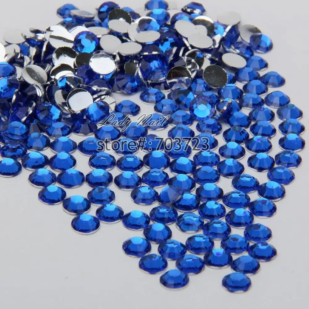 400 pcs 2mm 6mm Mix Size Royal Blue Resin Acrylic Round Rhinestone ...