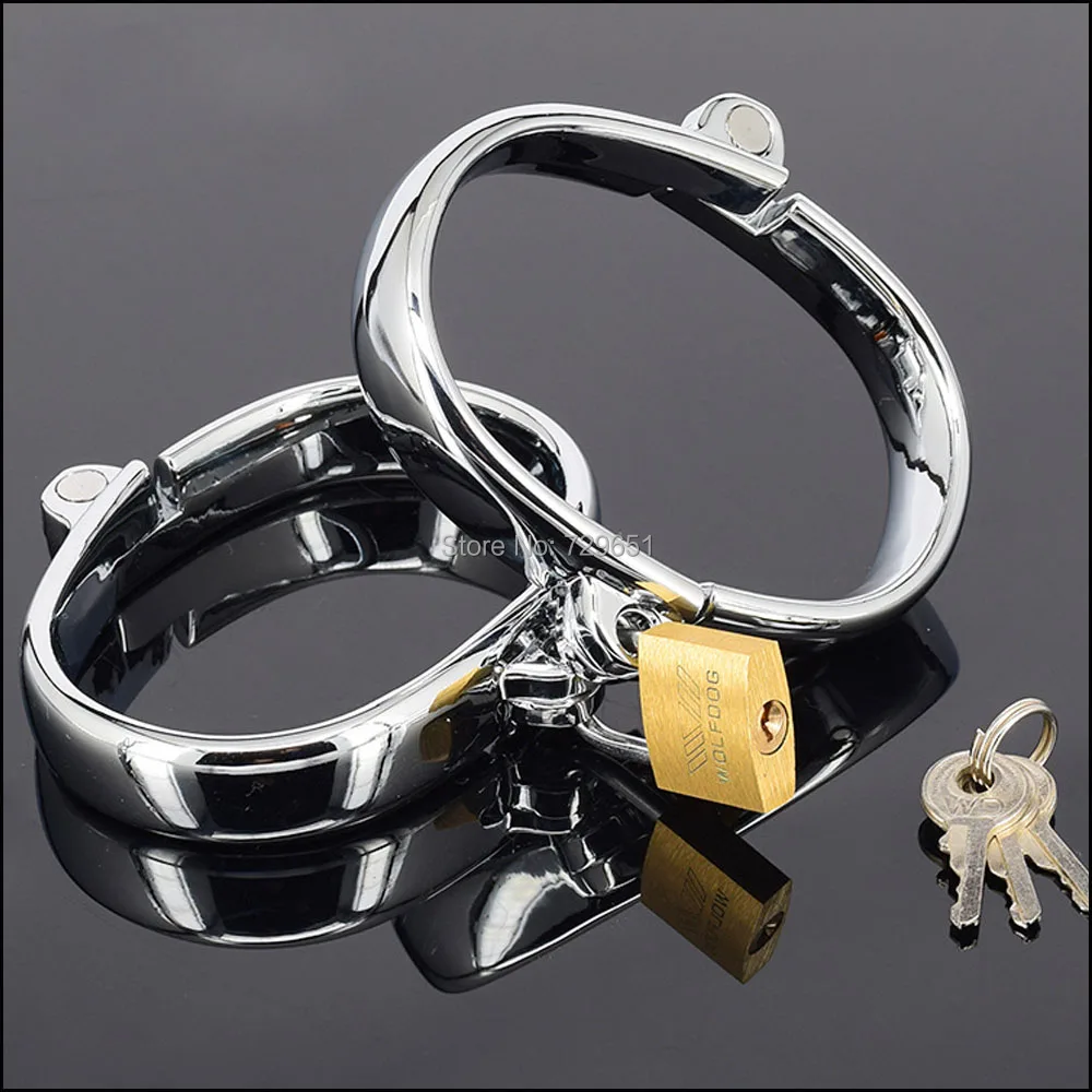Women Slave Stainless Steel Locking Ankle Cuffs Sex Restraint Set Adult ...