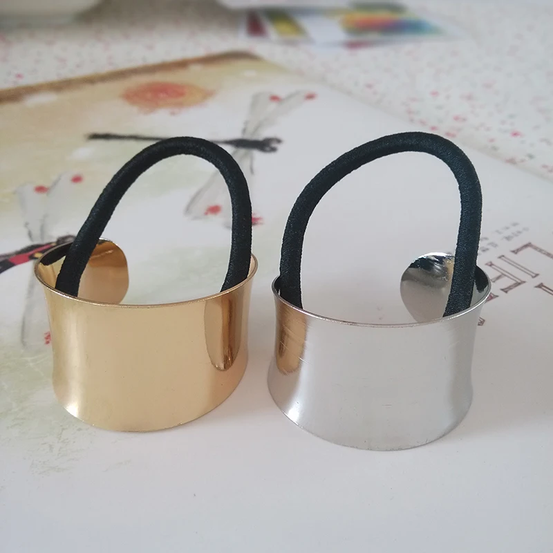 Metal Hair Ring Ponytail Rope Gold Silver Color Hair Clip Elastic Hair ...