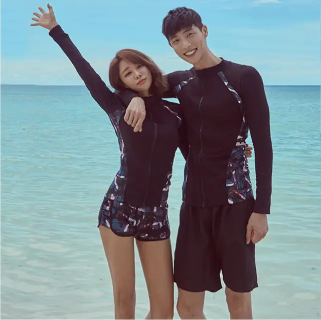 2017 New Couples Swimwear Long Sleeve Beach Swimwear Sports Costumes ...