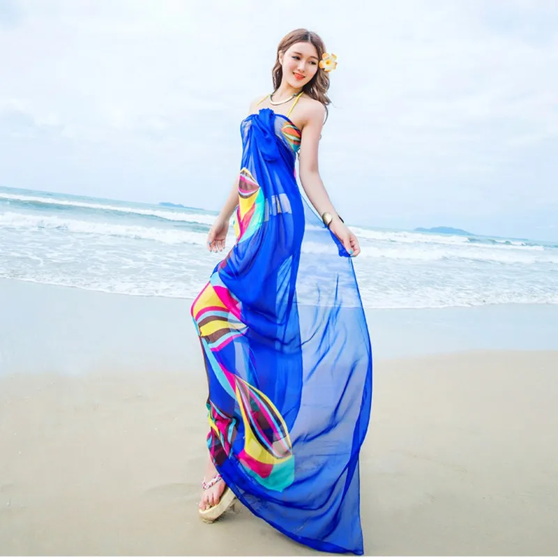 140x190cm Pareo Scarf Women Beach Sarongs New Summer Chiffon Scarves Geometrical Design Swimsuit