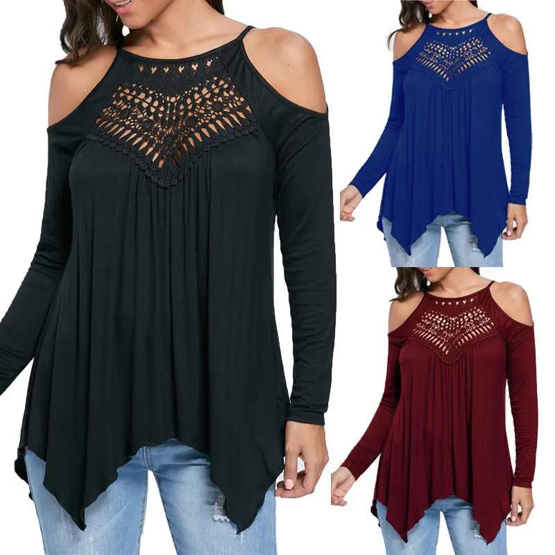 New Fashion T shirts Women Off Shoulder Top Female Long Sleeve T Shirt ...