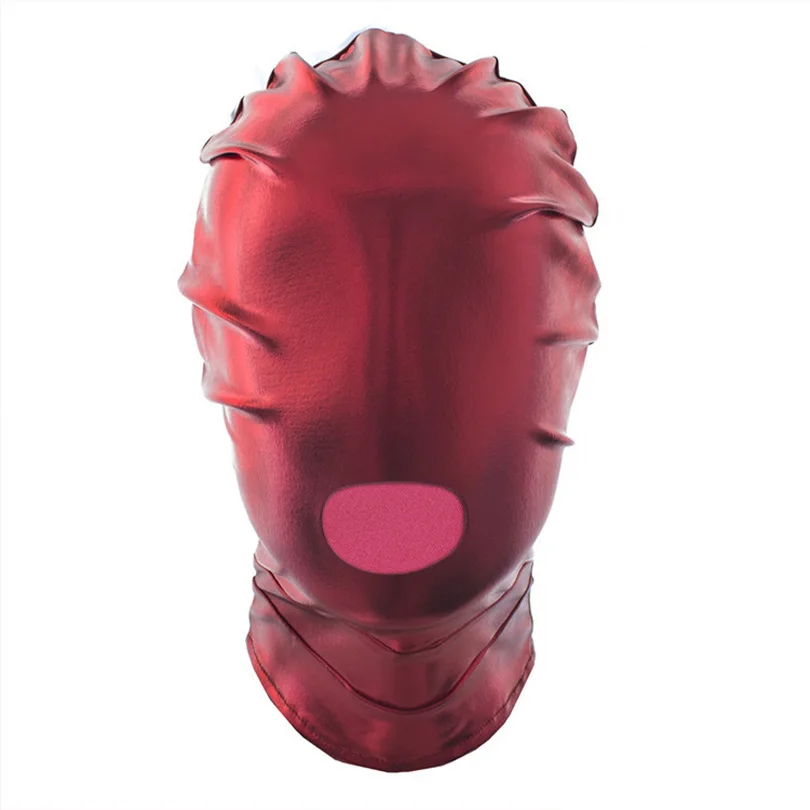 Red Black Masochist Mask Blindfolded Hood Slave Obey Bdsm Fetish Tools ...