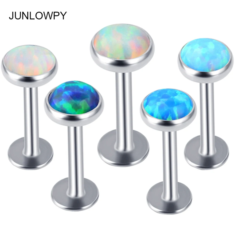 Junlowpy Opal Piercing Internally Threaded Stainless Labret Monroe Lip ...