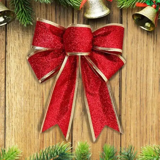 Large Red Silver Gold Christmas Ribbon Bow Christmas Tree Decoration