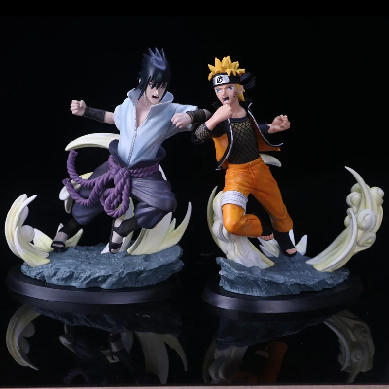 26CM Naruto Action Figure Uzumaki Naruto Uchiha Sasuke Battle Statue ...
