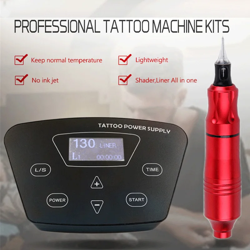 Biomaser K2 CTG 003 RED/SILtattoo machine kit intelligent digital ...