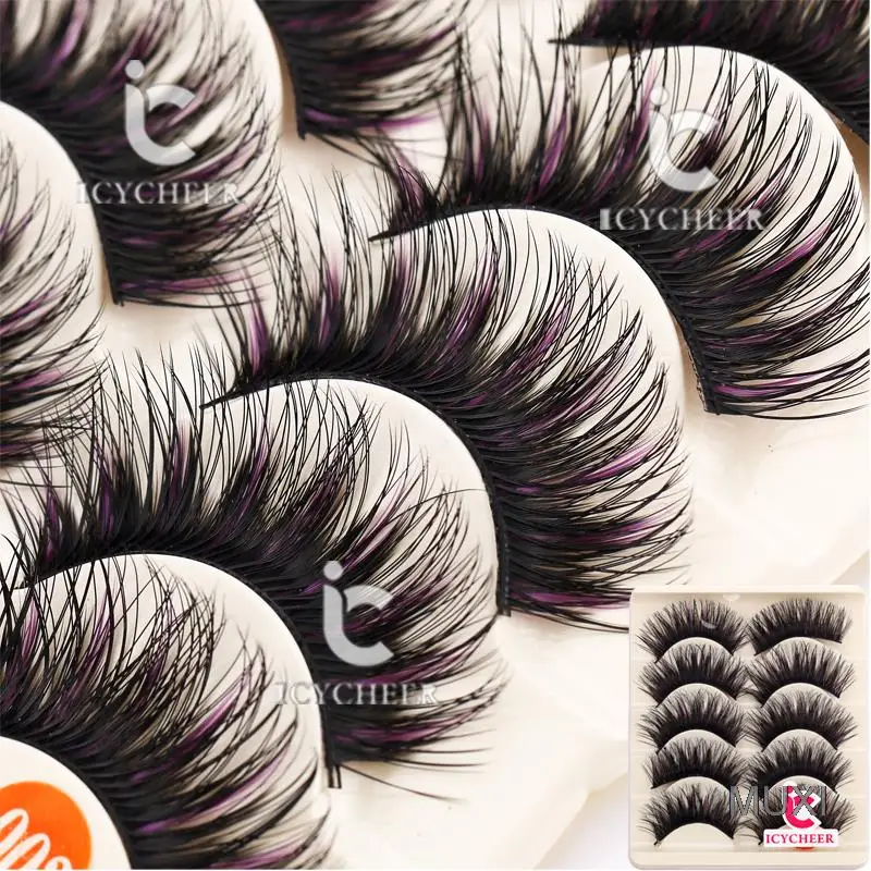 5-Pairs-Makeup-Fancy-Eyelashes-Black-Purple-False-Eye-Lashes-Long-Ultra ...
