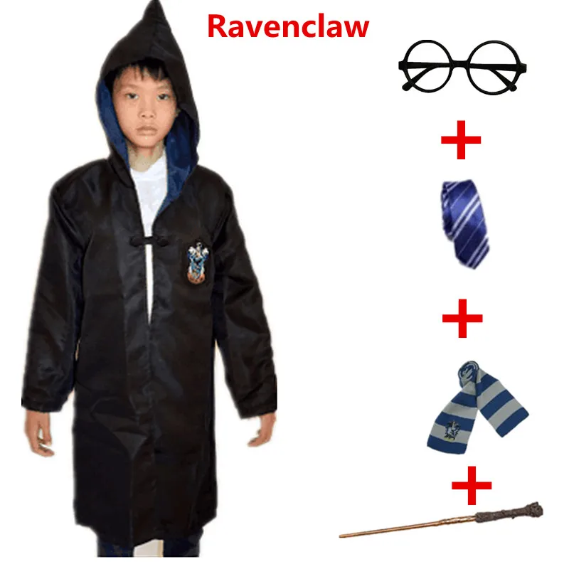 child Harris Potter Costume Clothes Robe Cloak with Tie Scarf Wand ...
