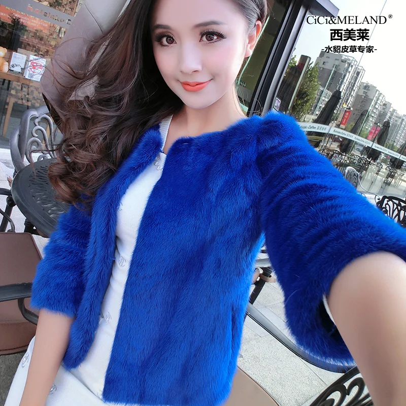 Free shipping NEW real/genuine whole skin mink fur coat women short ...