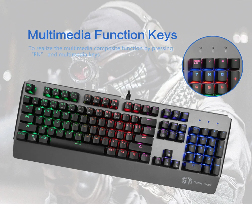 Delux KM06 Wired RGB Gaming Mechanical Keyboard 104 Standard Suspended ...