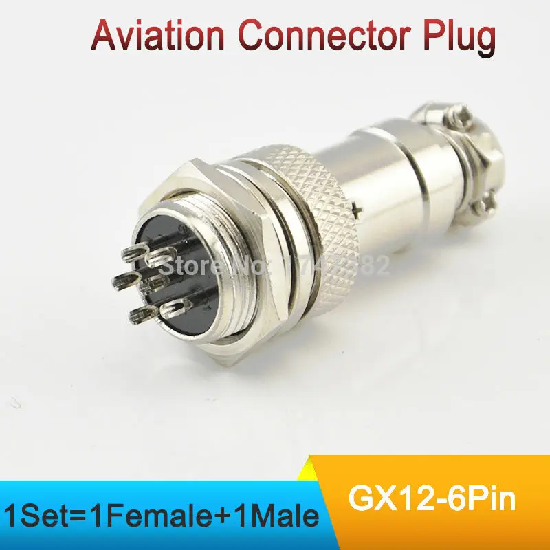 Free Shipping 1 Pair Gx12-6p Male & Female Plug Gx12 6p Diameter 12mm ...