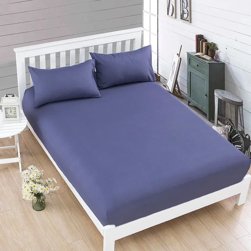 Solid Color 1 Piece Fitted Sheet Top Mattress Protector Fitted Sheet 