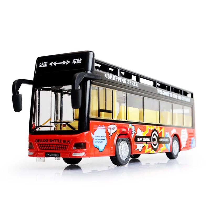 Sale 21 센치메터 풀업 (Pull 백 Bus Model (High) 저 (모조 두 번 관광 Bus Flash 빛 Toy ...