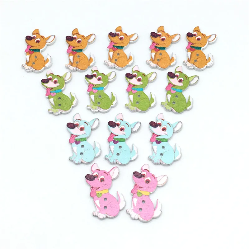 100pcs Cute Dog Wooden Buttons Puppy Shape Buttons For Kids,sewing ...