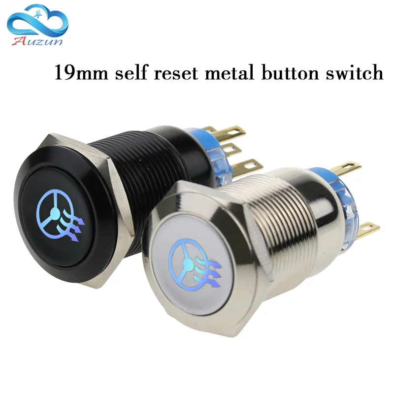 19 mm reset metal push button switch oxidation black voltage ...