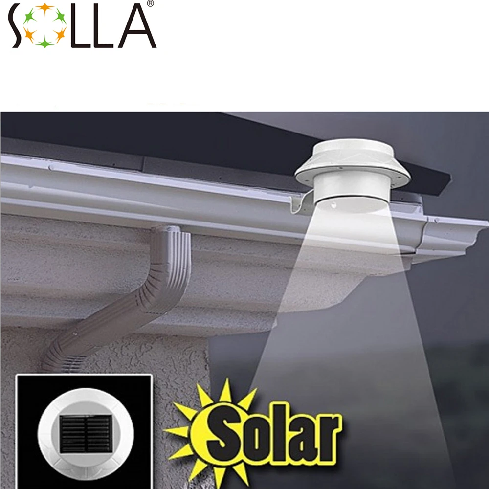 SOLLA new arrival LED solar panels powered Fence Gutter solar Light ...