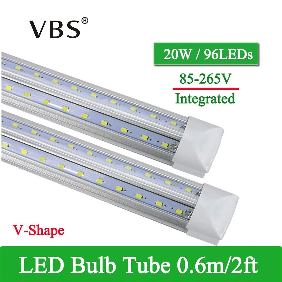 1 PCS V-Shape Integrated LED Tube Lamp 20W T8 570mm 2FT LED Bulbs ...
