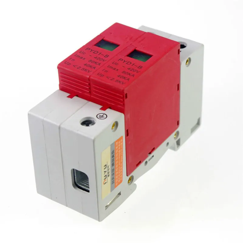 1PCS 2P 40~80KA Din Rail Surge Protection Lightning Arrester Din rail ...