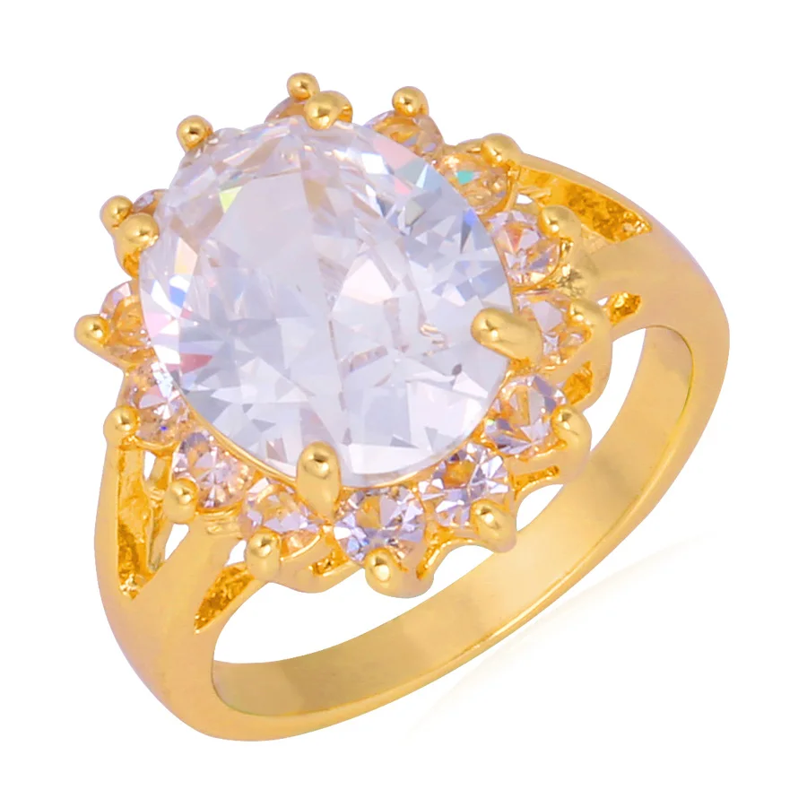 Kpop Luxury Fancy Ring For Woman New Fashion Party Jewelry yellow Gold ...