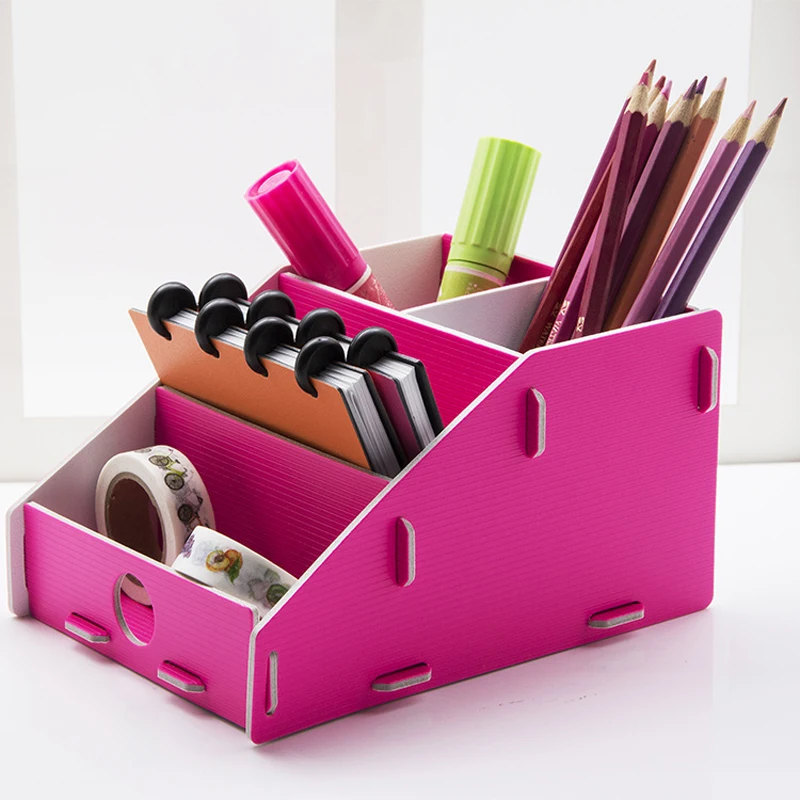 Color Assembled Desk Organizer Stationery Holder Pencil Pen Holder For Office Supplies Pp
