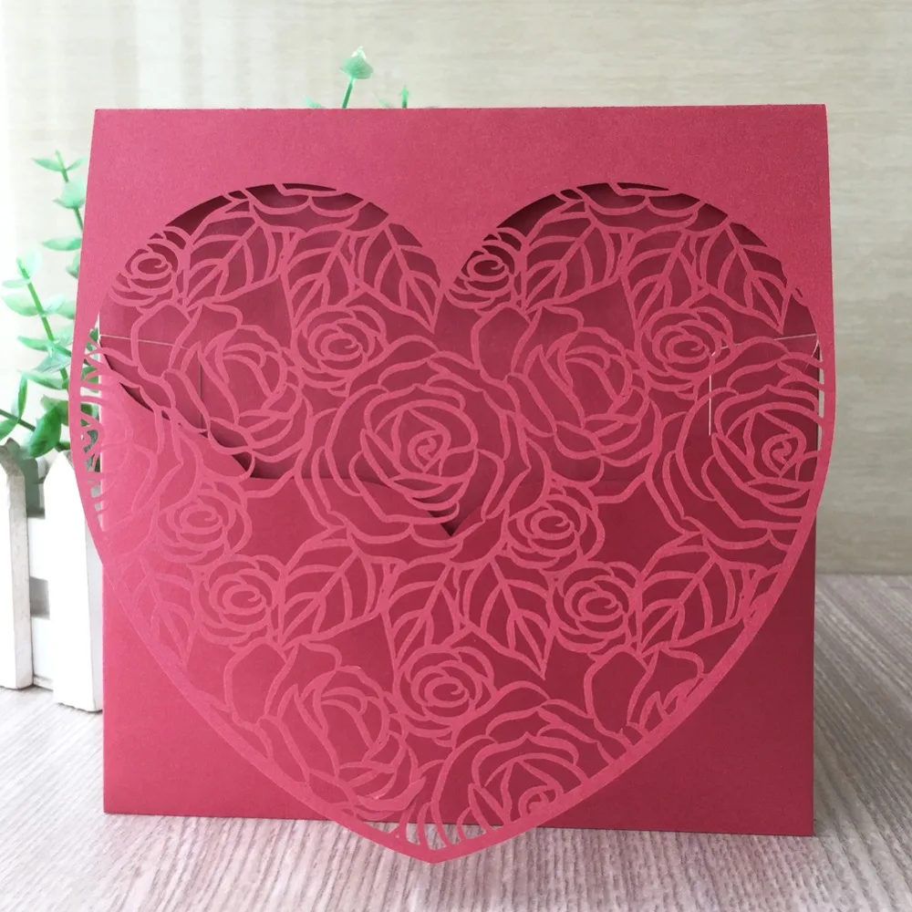 40pcs/lot Delicate Carved Love Heart Pattern Invitation Card Event ...