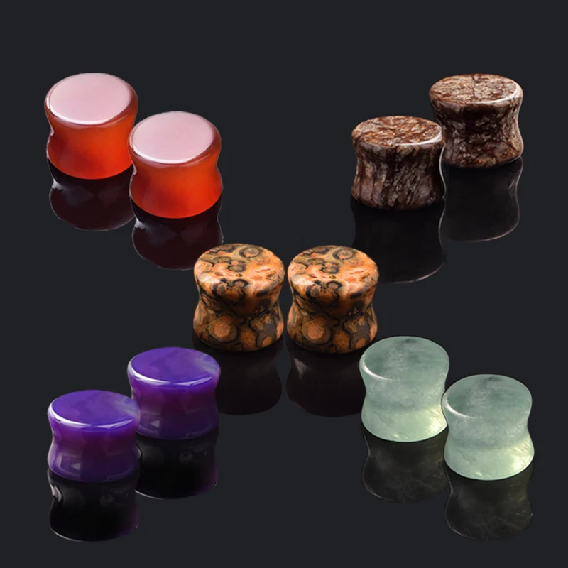 High quality Natural Stone Ear Plugs Piercings Skins Flared Ear Tunnels ...