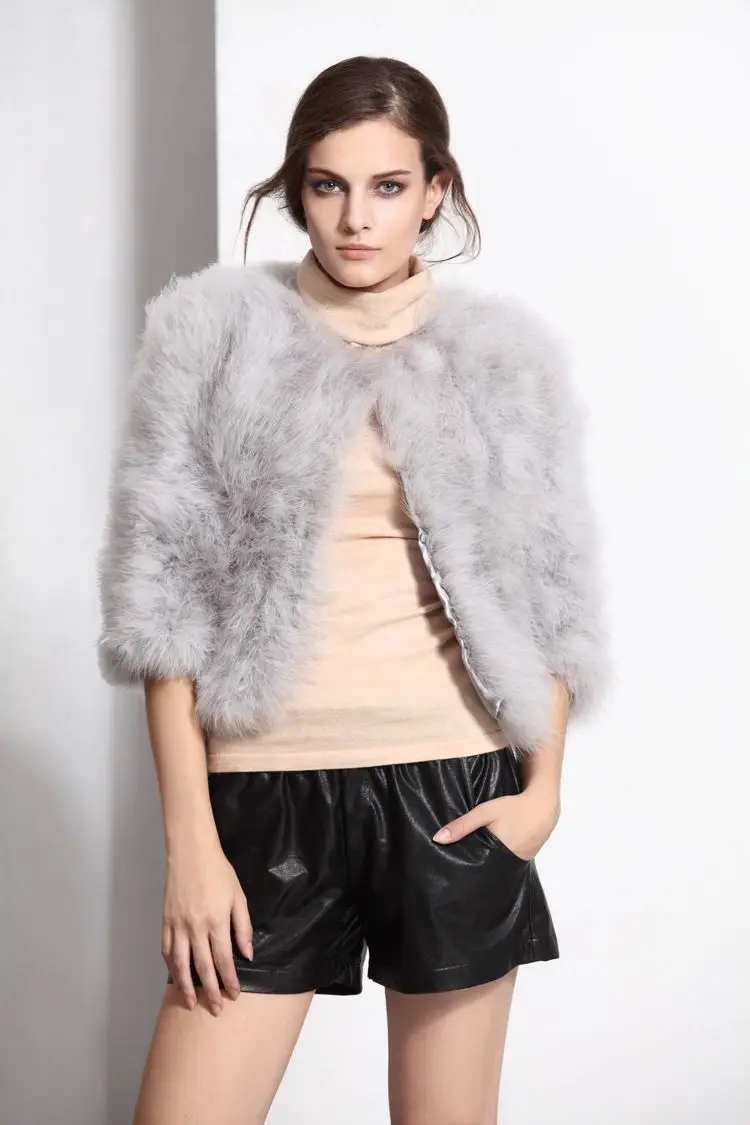 Hot sale Ostrich turkey fur coat feather fur short jacket free shipping ...