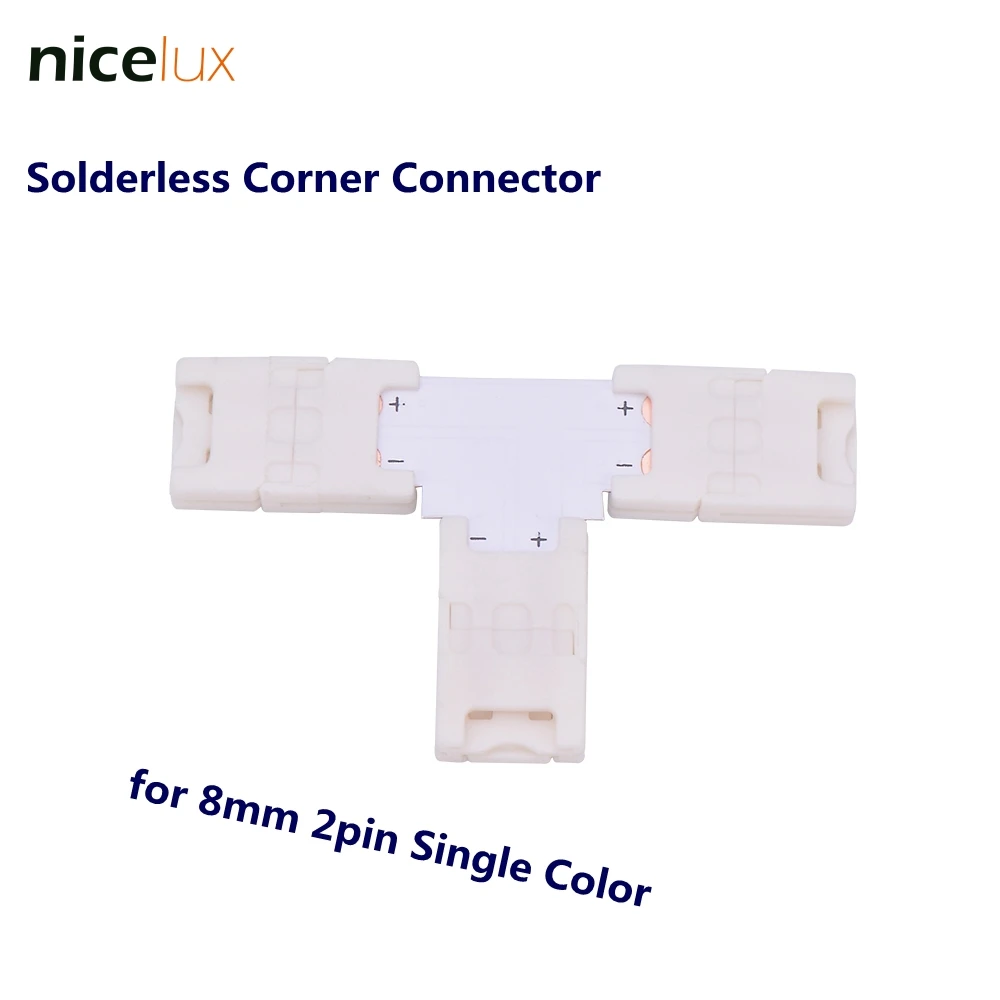 2 Pins T shape Connector wireless for 8mm 3528 Single Color Strip LED ...