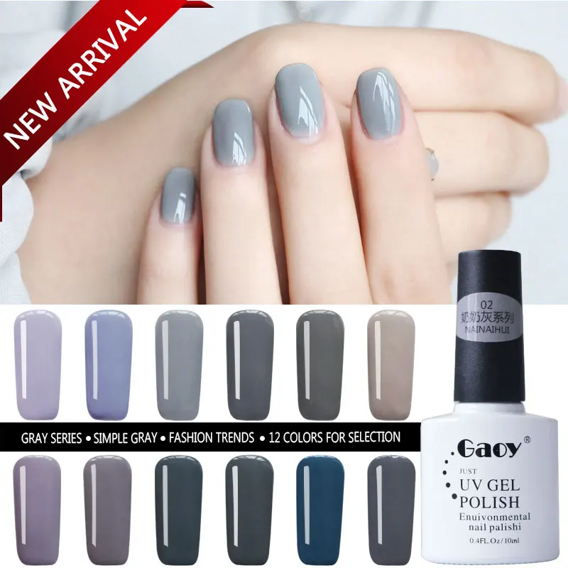GAOY 12 Colors GREY UV Gel Nail Polish 10ML Long Lasting Gel Polish Gel ...