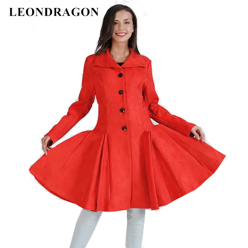 Big Red Hem Autumn Winter Warm Women Thick Woolen Overcoat Female ...