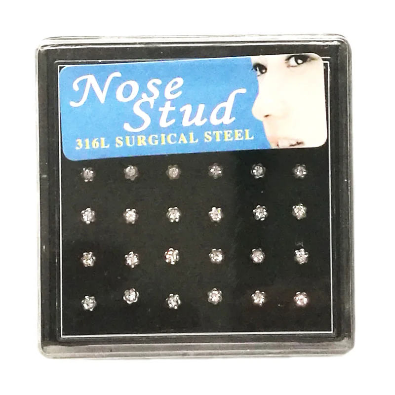 24pcs Stainless Steel Mix Color Body Piercing Jewelry Plant Flower Nose ...