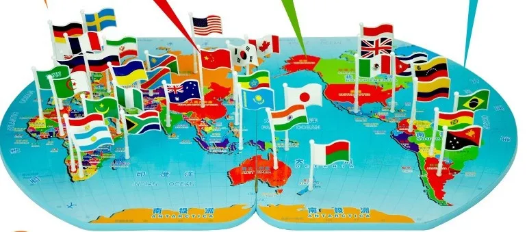 plastic fight inserted cognitive Woodengeography world map flags ...