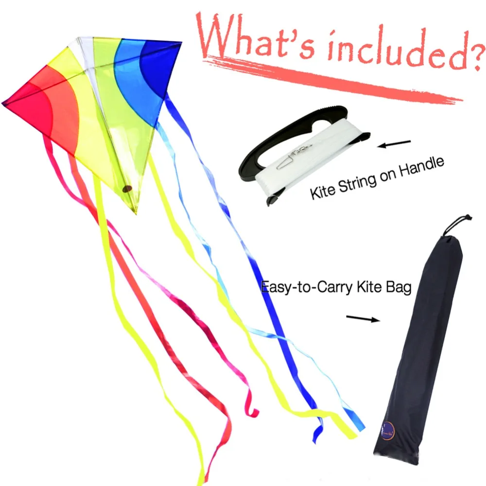 30in Single Line Kite Flying Diamond Shape Nylon Beach Kite for Kids ...