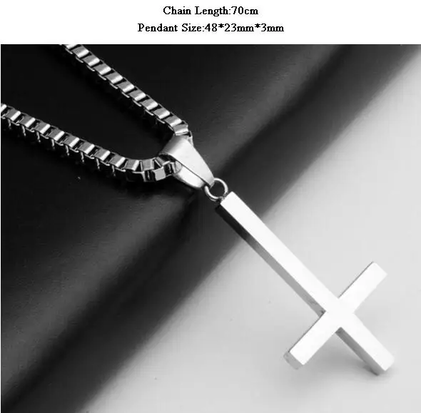 Fashion 316l Stainless Steel Inverted Cross Pendant Necklace Lucifer ...