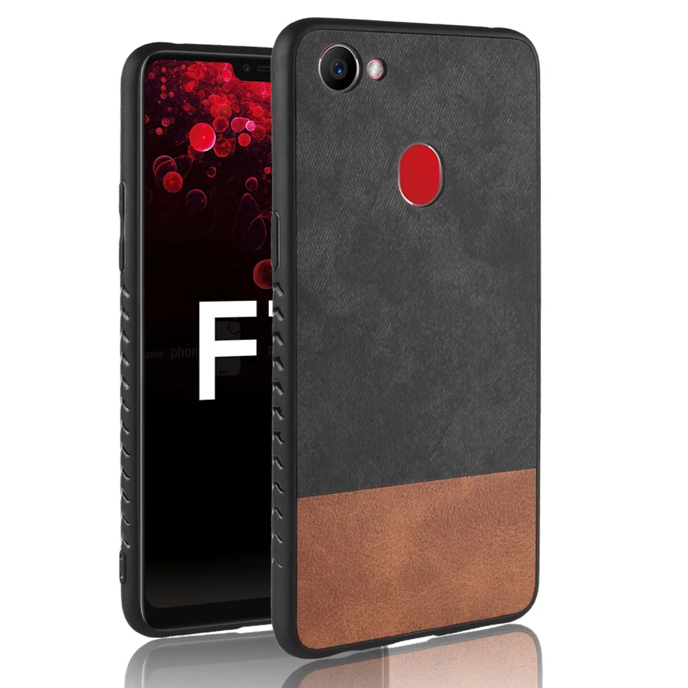 Oppo F7 case OppoF7 F 7 silicone soft edge fabric shockproof cowboy PU ...