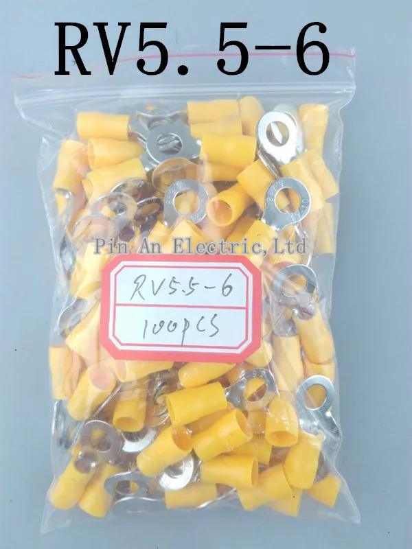 Rv5.5-6 Yellow Ring Insulated Terminal Cable Crimp Terminal Suit 4-6mm2 ...