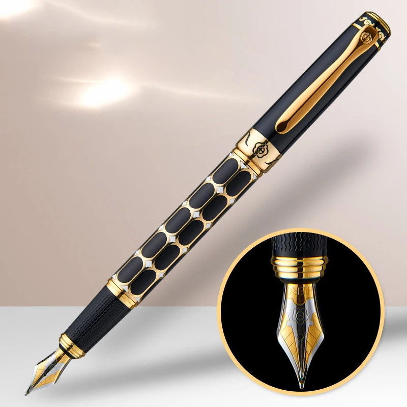 High end Gold Trim Fountain Pen 0.5mm Iridium Point Metal Writing Pens ...