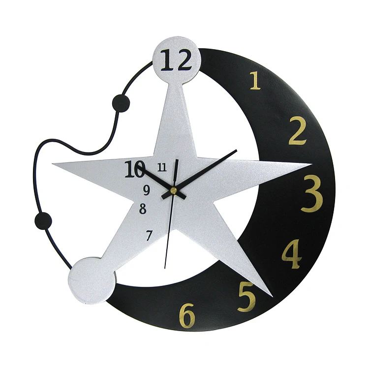 3d Clock 31cm Moon Star Design Combination Wood Wall Clock Kids Room ...