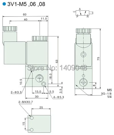 Industrial & Scientific Valve 3 Way Pneumatic Aluminium Solenoid Valve 3V1-06 Port 1/8 BSP AC DC ...
