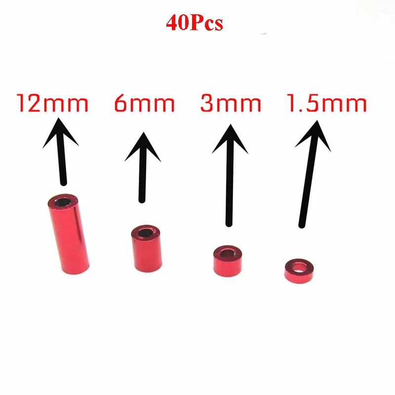 40Pcs 6MM/12MM Red Aluminum Alloy Tube Column Spacers Screw Kit for RC ...