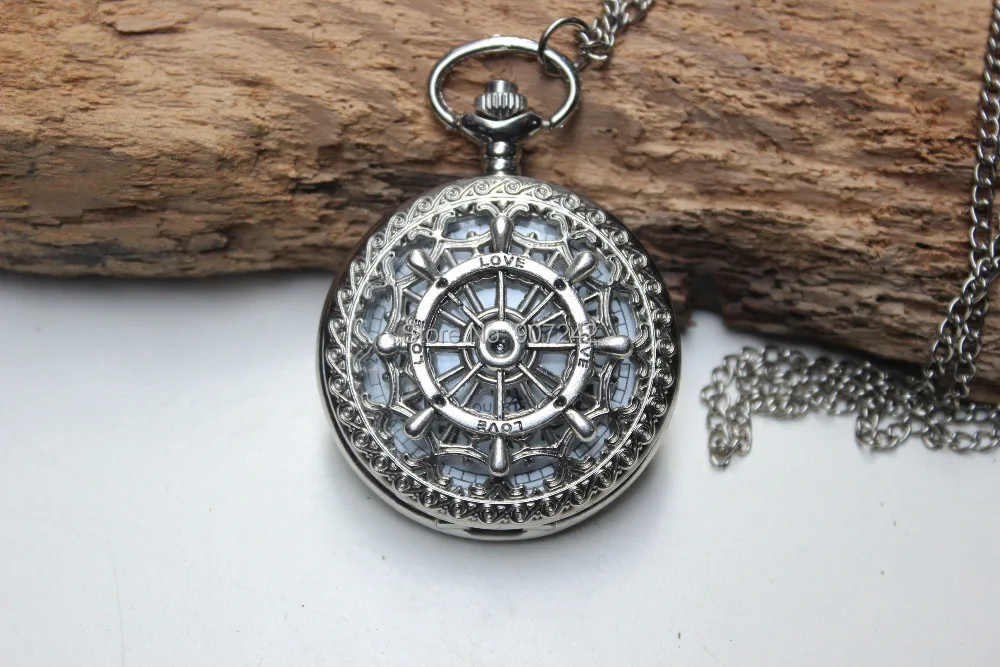 Silver Charm love rudder watch, hollow pocket watch , nautical pocket ...