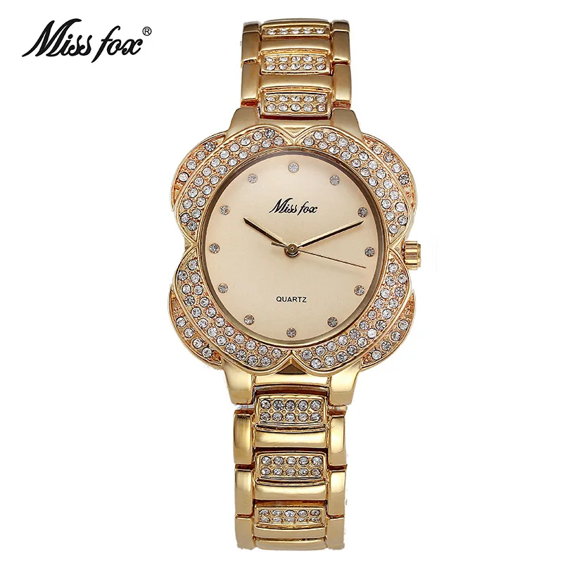Miss Fox Brand Women Dress Watch Fashion Luxury Quartz Gold Watch