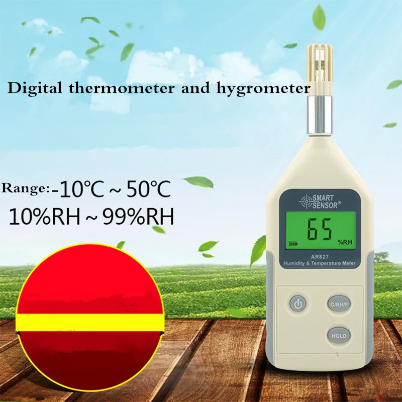 AR827 Digital Industrial Hygrometer Humidity Temperature Meter measure ...