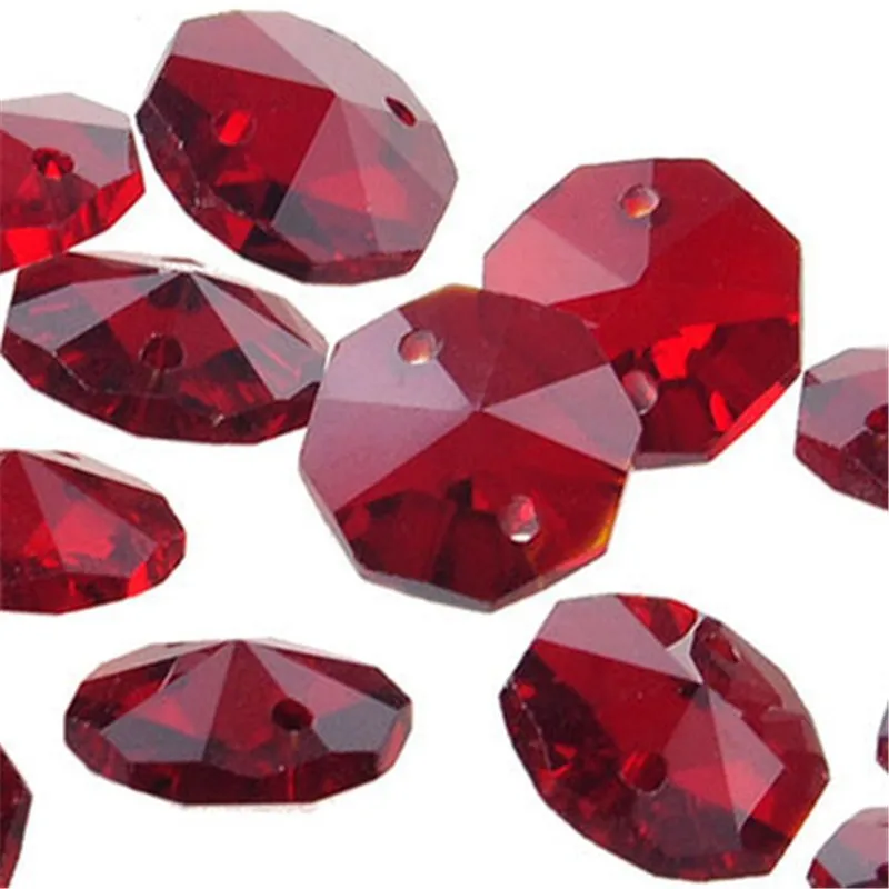 14mm Red Glass Crystal Octagon Beads Loose Lamp Chandelier Part Octagon ...